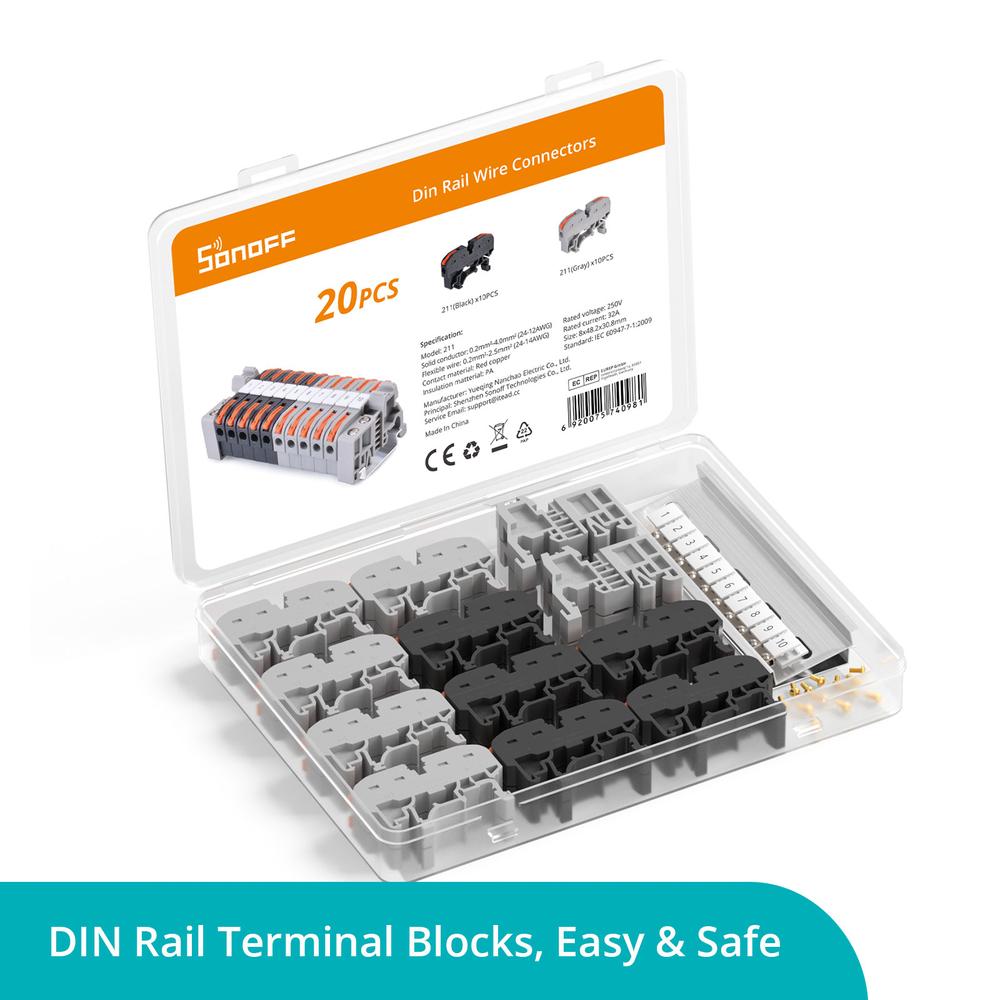 Itead Conectores de cable de riel Din SONOFF - Opencircuit
