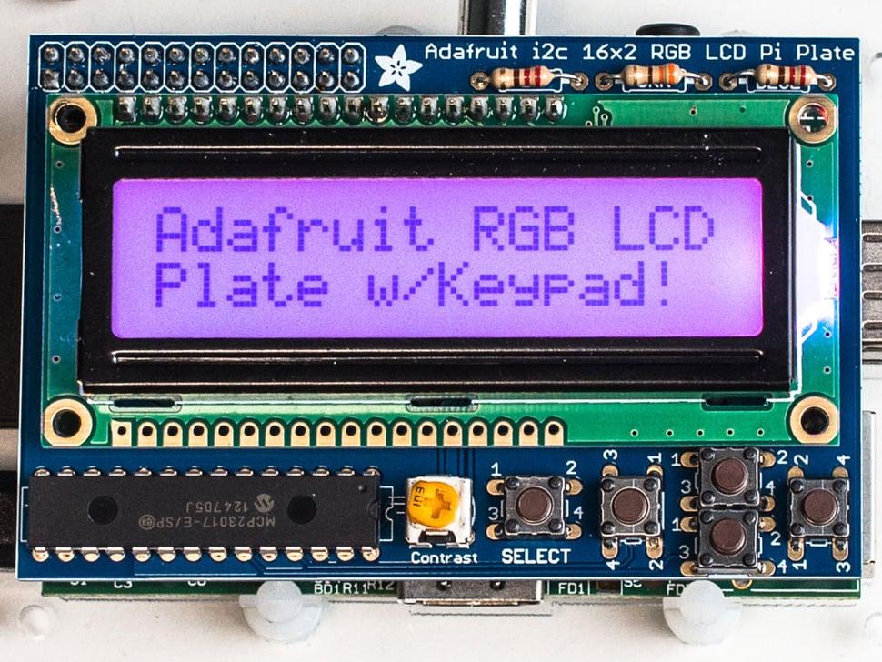 Adafruit RGB Positive 16x2 LCD+näppäimistöpaketti Raspberry Pi ...