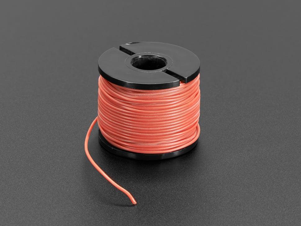 Adafruit Silikonebelagt flertrådet ledning - 50 fod 30AWG rød - Opencircuit