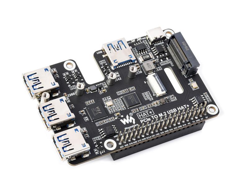 Waveshare PCIe To USB 3.2 Gen1 And M.2 HAT For Raspberry Pi 5, Supports ...
