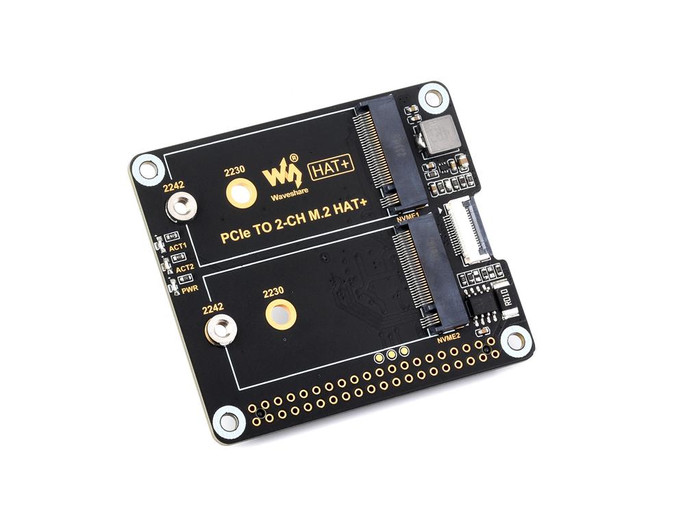 Waveshare PCIe til 2-kanals M.2 adapter til Raspberry Pi 5, kompatibel ...