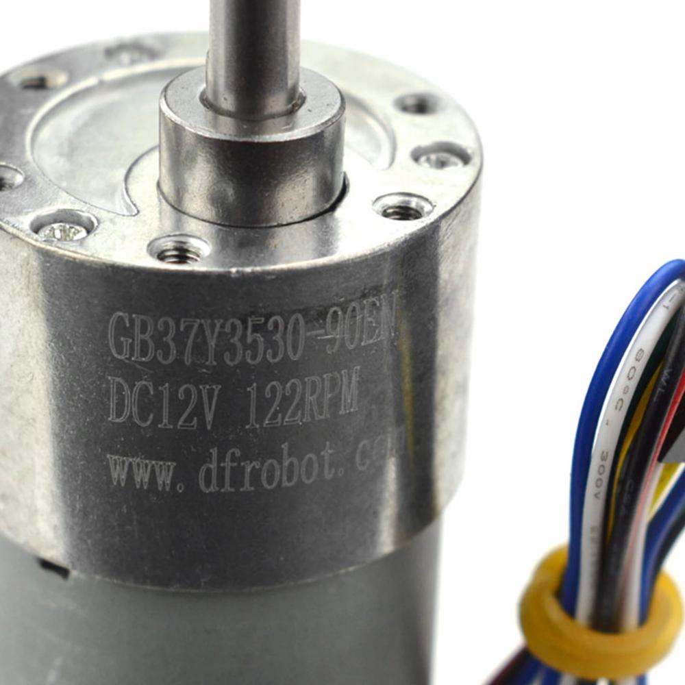 DFRobot 12V metalen DC-tandwielmotor met encoder (90:1, 122 tpm, 38 kg ...