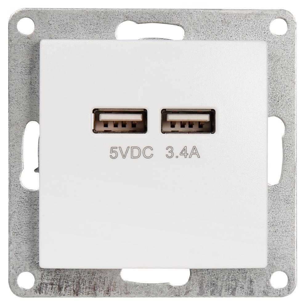 McPower USB stopcontact met 2x USB-A 3.4A - Wit - Opencircuit