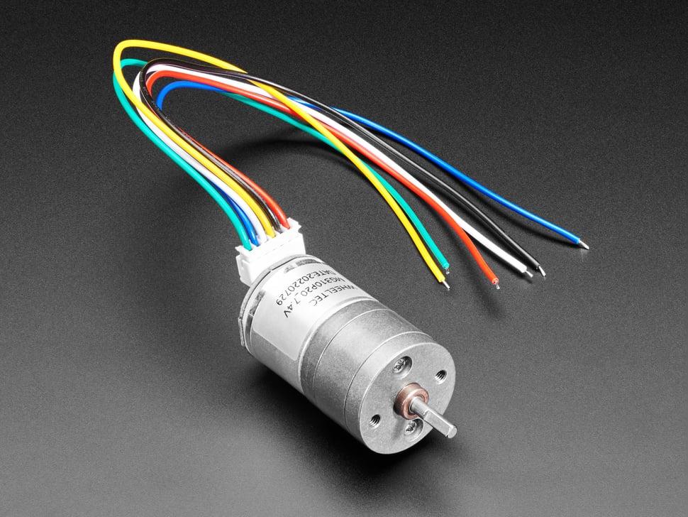 Adafruit Geared DC Motor with Magnetic Encoder Outputs - 7 VDC 1:20 ...