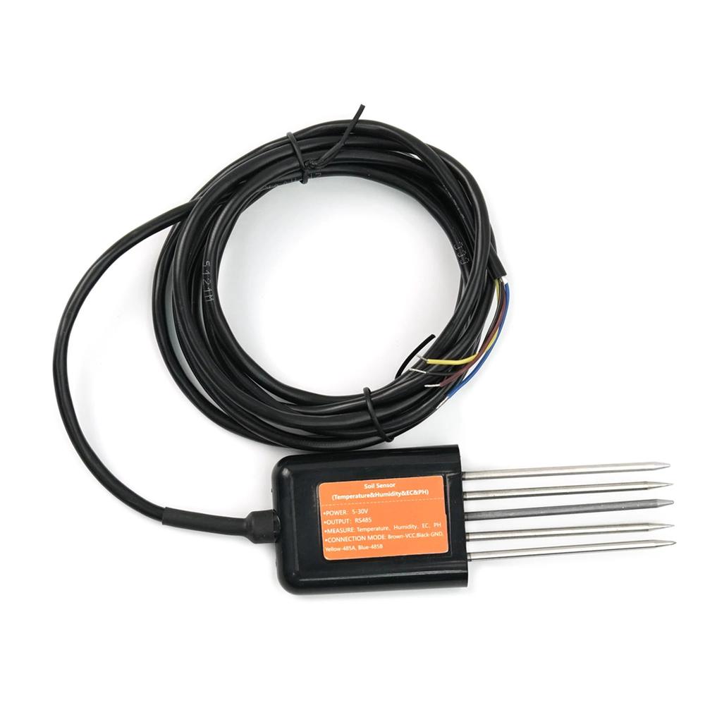 RS485 4-in-1 Soil Moisture, Temperature, pH & EC Sensor for Smart Agriculture (IP68, 5-30V ...