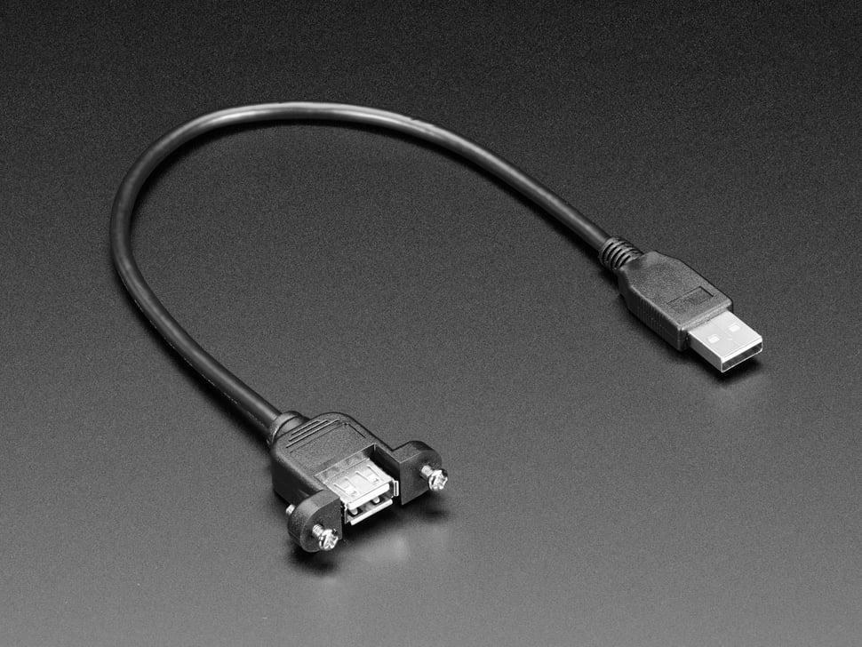 Adafruit Panel Mount USB Cable - A Male to A Female - Opencircuit