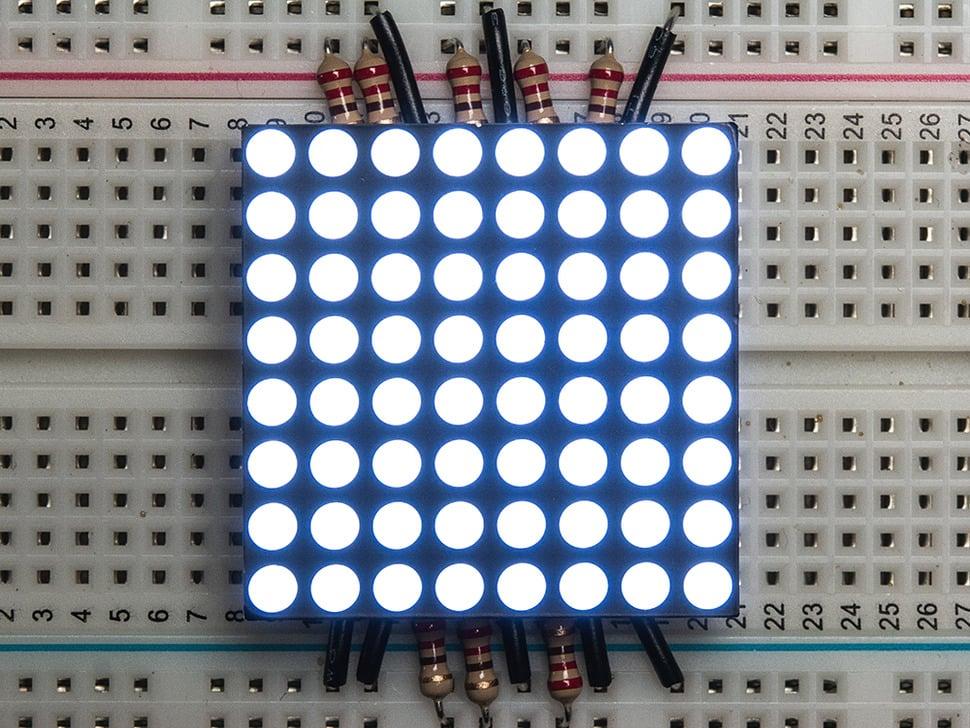 Adafruit Kleine 1,2" 8x8 ultra heldere witte LED-matrix - Opencircuit