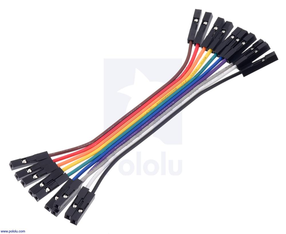 Pololu Ribbon Cable Premium Jumper Wires 10-Color F-F 12" (30 cm ...