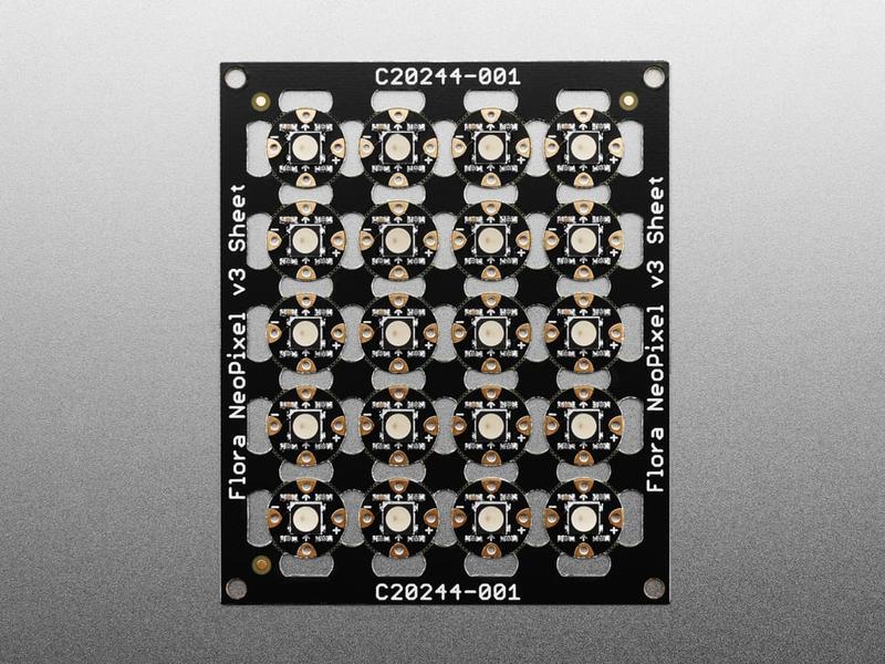 Adafruit Flora RGB Smart NeoPixel version 3 - Sheet of 20 - Opencircuit