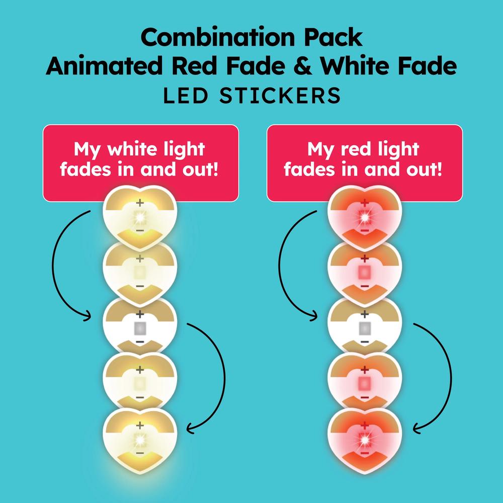 Circuit Stickers White/Red heart LEDs (6 stickers) - Opencircuit