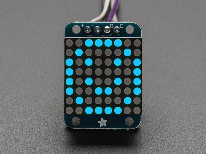 Adafruit Mini 8x8 LED Matrix com mochila I2C - Azul - Opencircuit