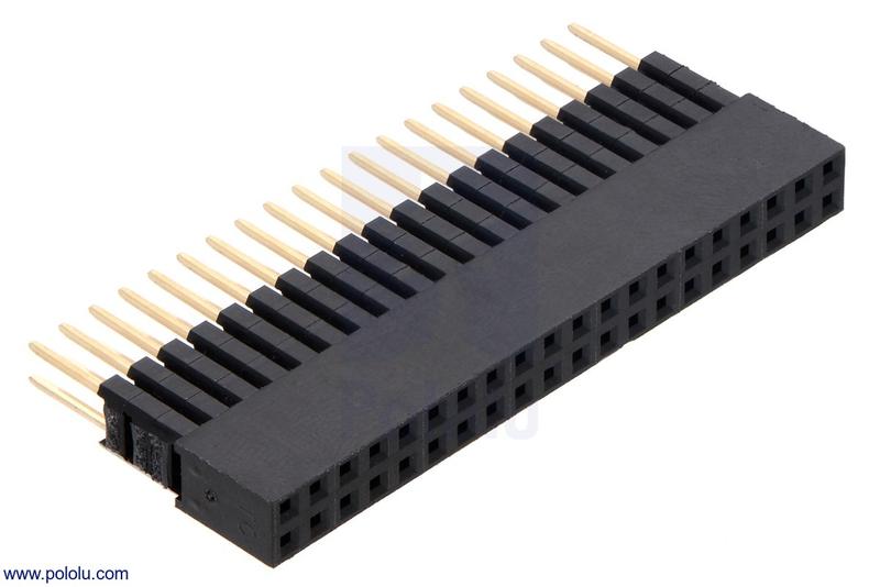 Stapelbare 0.100″ female header met extra 0.3″ afstandsstuk: 2x20-pins ...