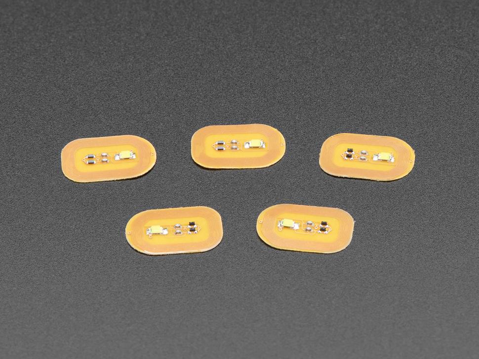 Adafruit RFID/NFC Nagelklistermärken - 5-pack med vita lysdioder ...