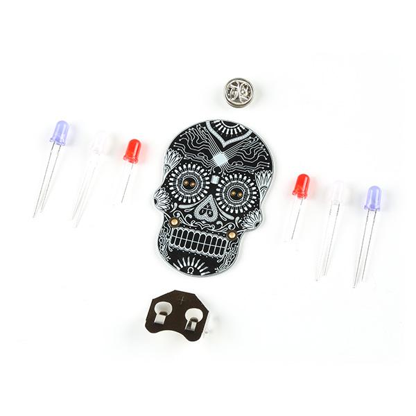 Sparkfun Day of the Geek - Soldering Badge Kit (Black with White Silk Screen) - Opencircuit