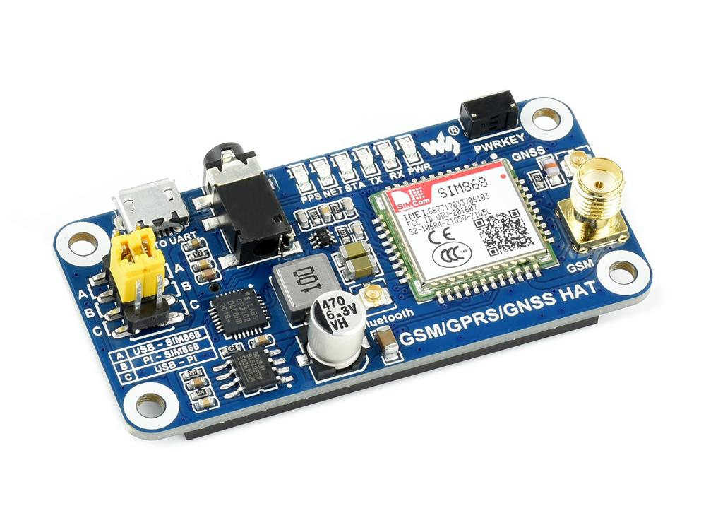 Waveshare GSM/GPRS/GNSS/Bluetooth HAT Raspberry Pi:lle - Opencircuit