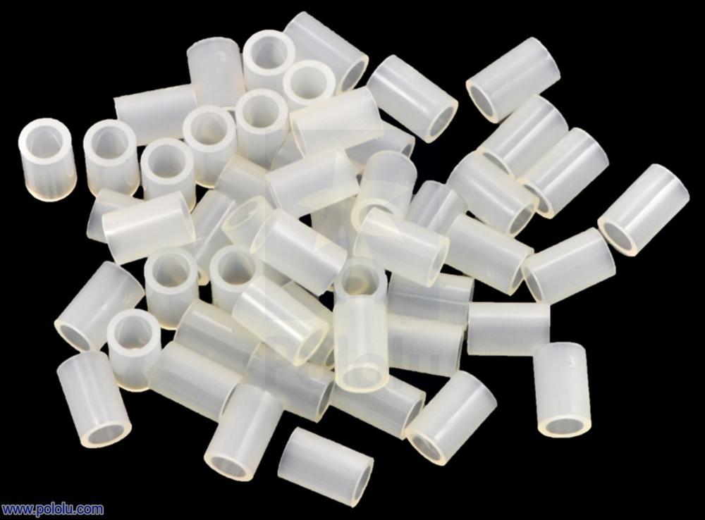 Pololu Nylon Spacer: 6mm Length, 4mm OD, 2.7mm ID (50-Pack) - Opencircuit