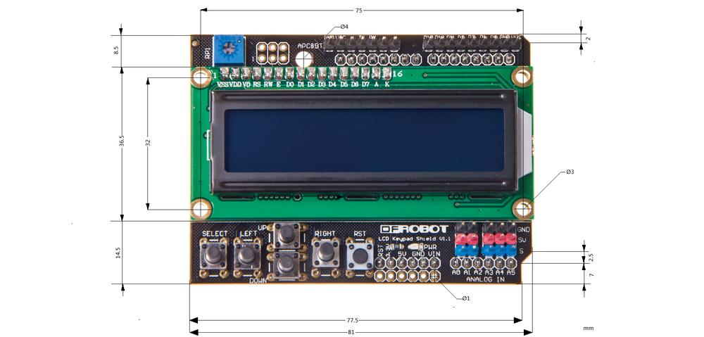 DFRobot Gravity: 1602 LCD Keypad Shield For Arduino - Opencircuit