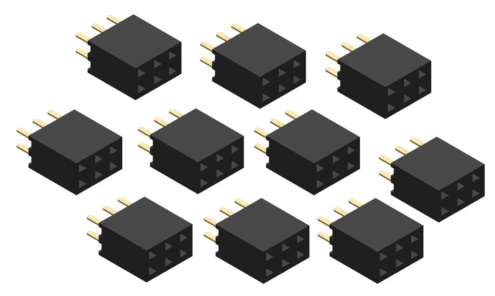 Opencircuit Female header 2x3 pin - 2.54mm - 10 pcs
