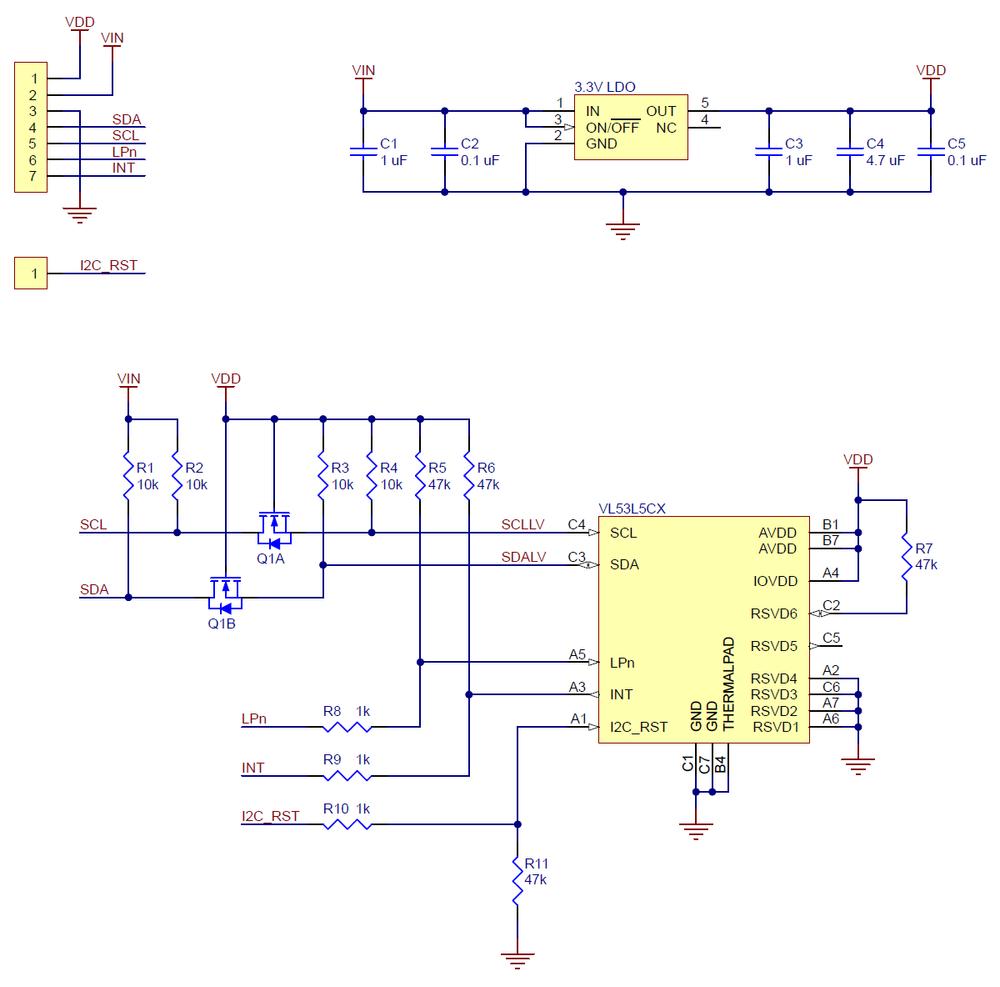 VL53L5CX Time-of-Flight 8×8-Zone Distance Sensor Carrier with Voltage ...