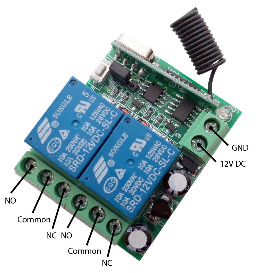 Opencircuit 12v 2 channel 10A relay with 433MHz receiver