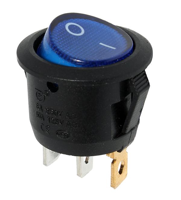 Rocker switch 250V round with blue lamp - 2 pieces - Opencircuit