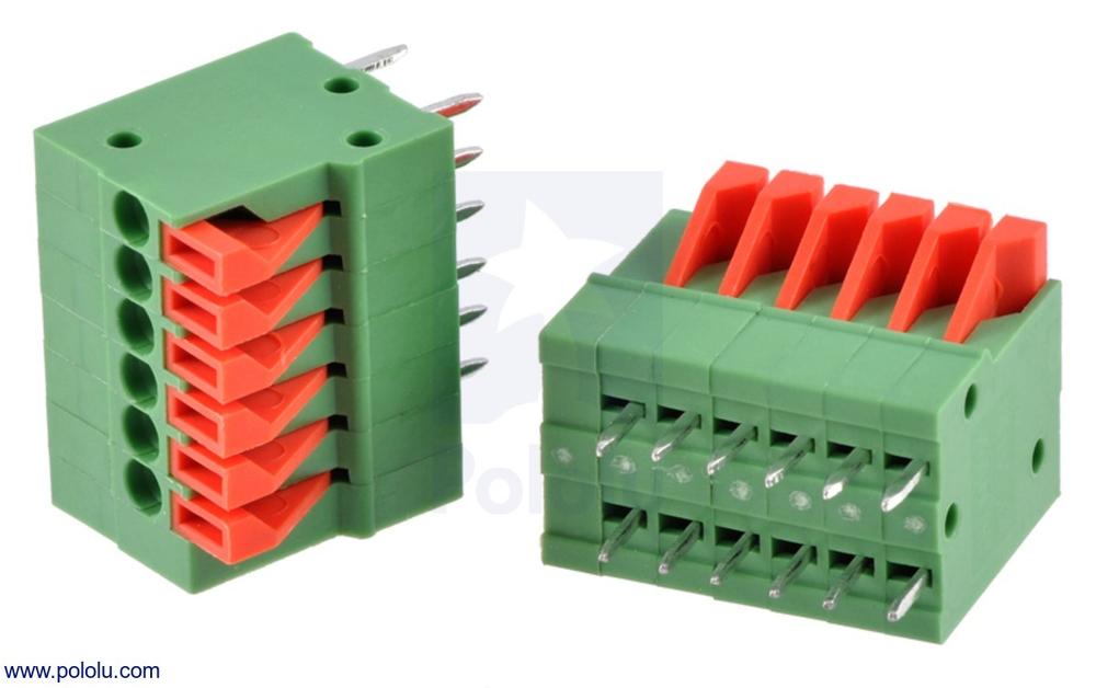 Screwless Terminal Block: 6-Pin, 0.1″ Pitch, Top Entry (2-Pack ...