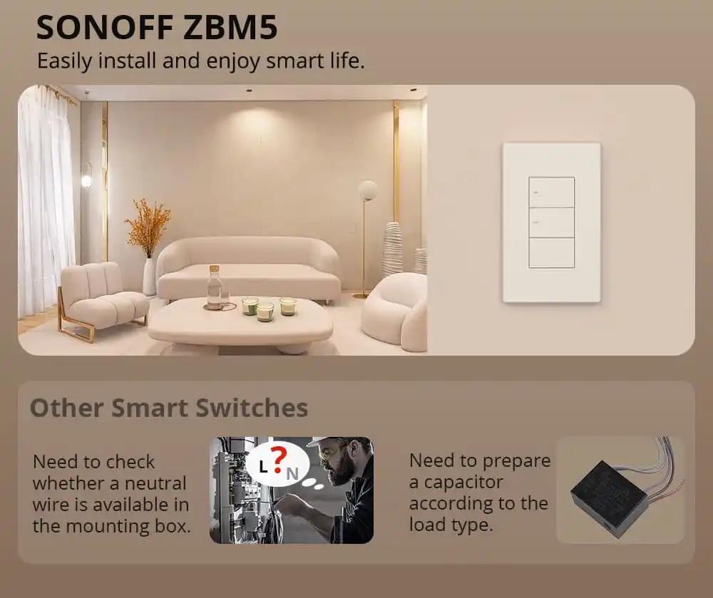 Sonoff Smart Switch SONOFF SwitchMan Smart Wall Switch-M5 Matter (White ...