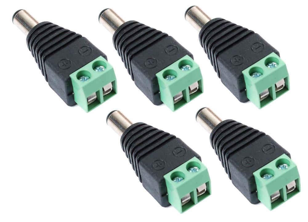 Opencircuit DC Plug male 5.5mm x 2.1mm to crown stone - 5 pieces