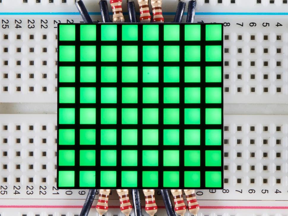 Adafruit Matrice de pixels carrés 1,2" 8x8 - Vert pur - Opencircuit