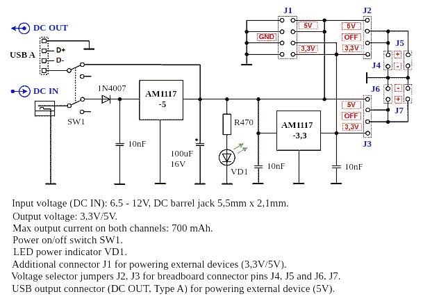 Opencircuit Breadboard Power Supply