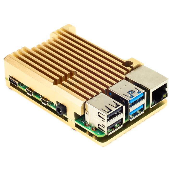 Aluminium Heatsink Case for Raspberry Pi 4 - Gold - Opencircuit