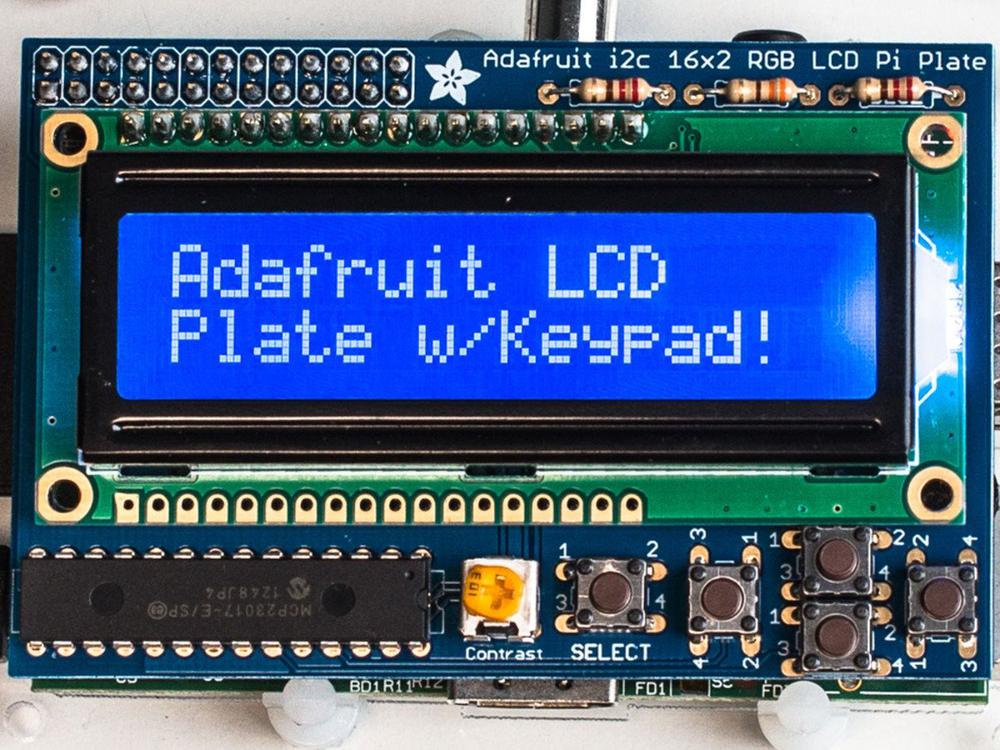 Adafruit Blauw&Wit 16x2 LCD+Toetsenbord Kit voor raspberry pi - Opencircuit