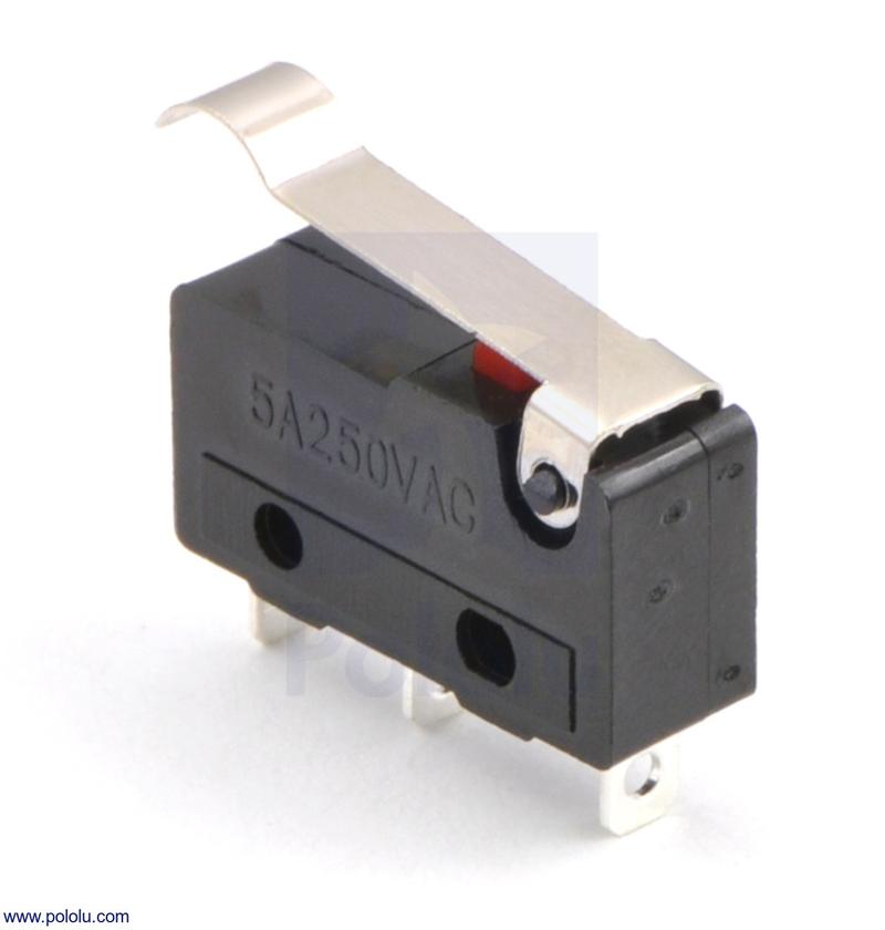 Pololu Snap-Action Switch with 15.6mm Bump Lever: 3-Pin, SPDT, 5A ...