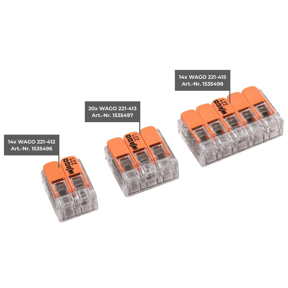 Set di morsetti Wago da 61 pezzi, 27x 2 pin, 20x 3 pin, 14x 4 pin ...