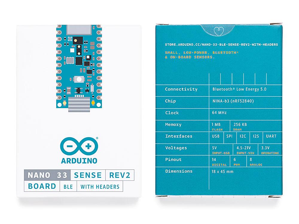 Arduino Nano 33 BLE Sense Rev2 - avec connecteurs pré-soudés - Opencircuit
