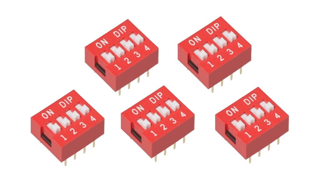 DIP switch 4 posizioni rosso - 5 pezzi - Opencircuit