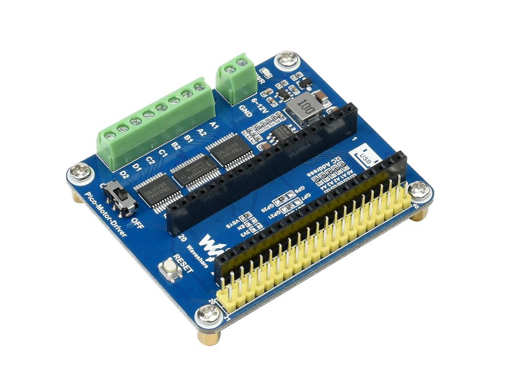 Waveshare DC Motor Driver Module for Raspberry Pi Pico, Driving up to ...