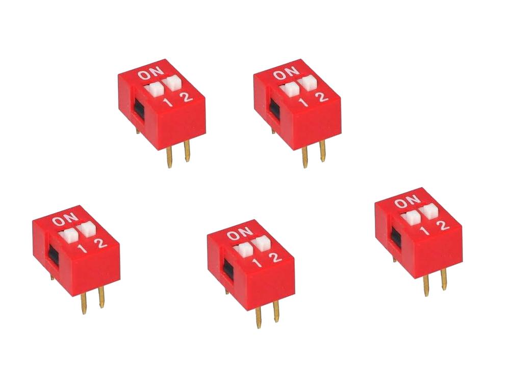 Opencircuit DIP-switch 2 lägen röd - 5 st