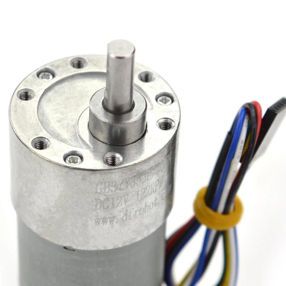 DFRobot 12V metalen DC-tandwielmotor met encoder (90:1, 122 tpm, 38 kg ...