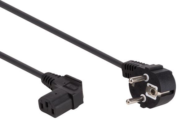Velleman Power cord black cee 7/7 90° + c13 90° l=2.5 m h05vv-f 3g1.0 ...