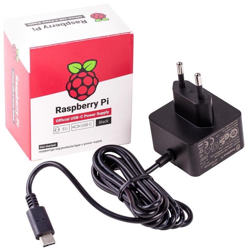 Alimentatore Raspberry Pi 4 - USB -C, 5,1 V, 3 A - Spina UE - Nero - Opencircuit