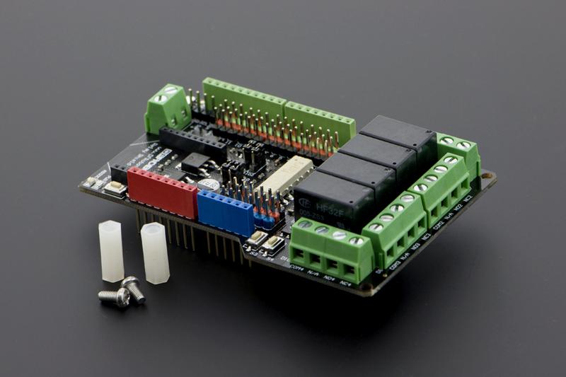DFRobot Gravedad: escudo de relé de 4 canales para Arduino - Opencircuit