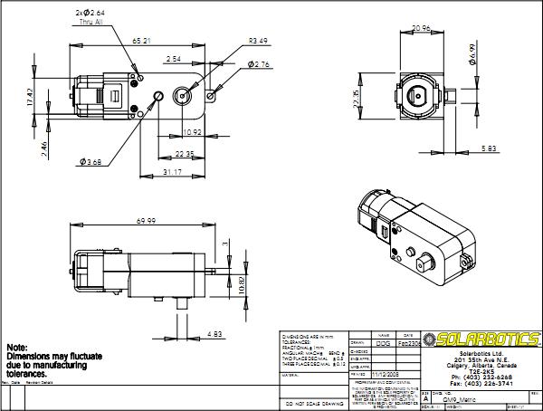 Pololu Solarbotics GM9 143:1 Gear Motor 90 graden Output - Opencircuit