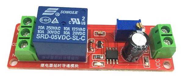 Opencircuit 5V relais met instelbare vertraging (0S - 10S)