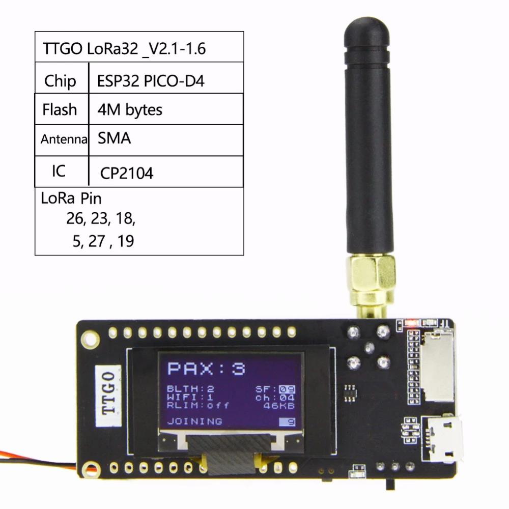 TTGO ESP32-Paxcounter LoRa32 V2.1 - 868Mhz - Opencircuit