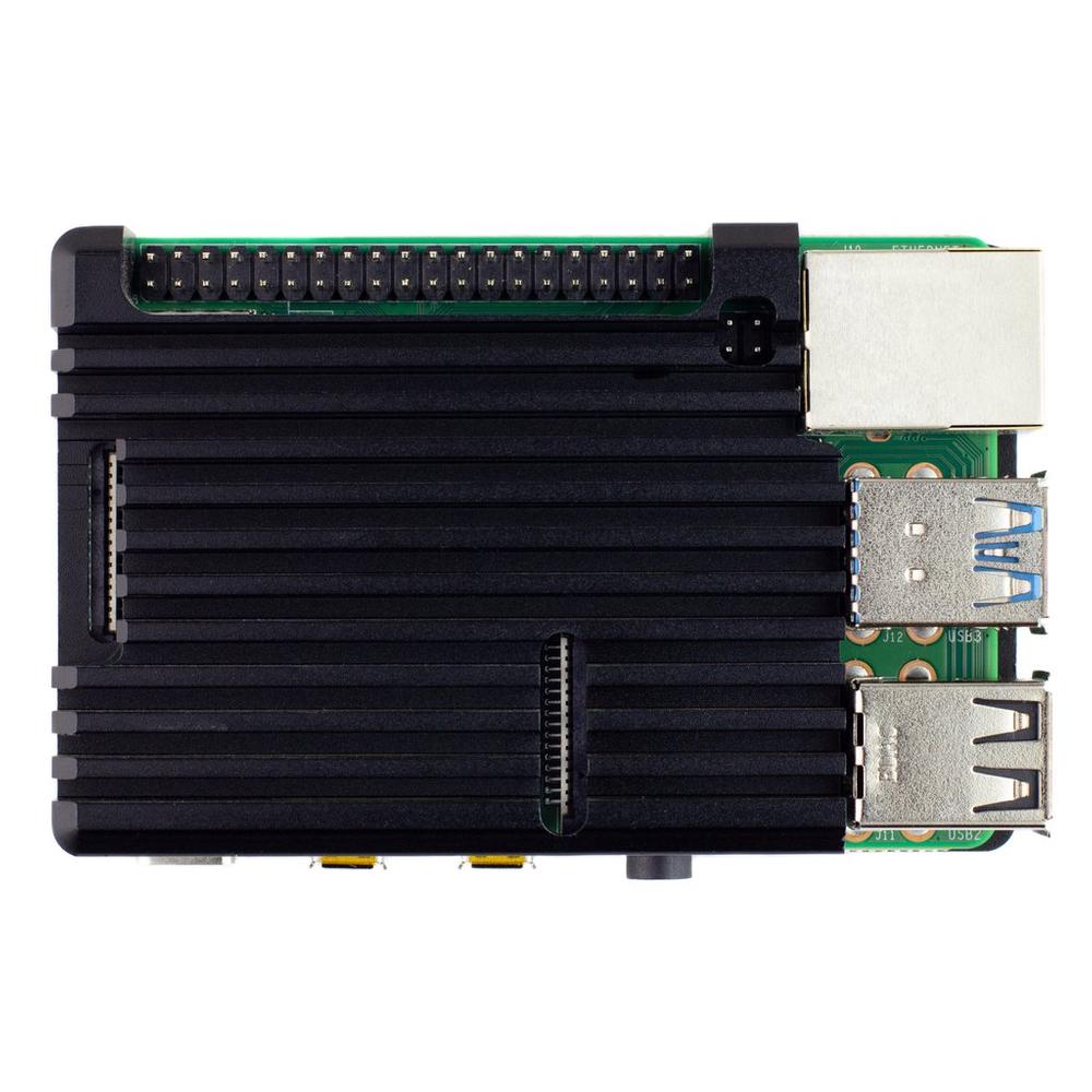 Pimoroni Aluminium Heatsink Case for Raspberry Pi 4 - Black - Opencircuit