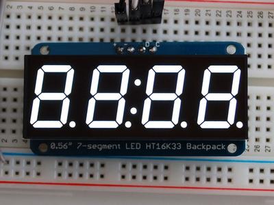 Display Adafruit 0,56" a 4 cifre a 7 segmenti con zaino I2C - Bianco - Opencircuit