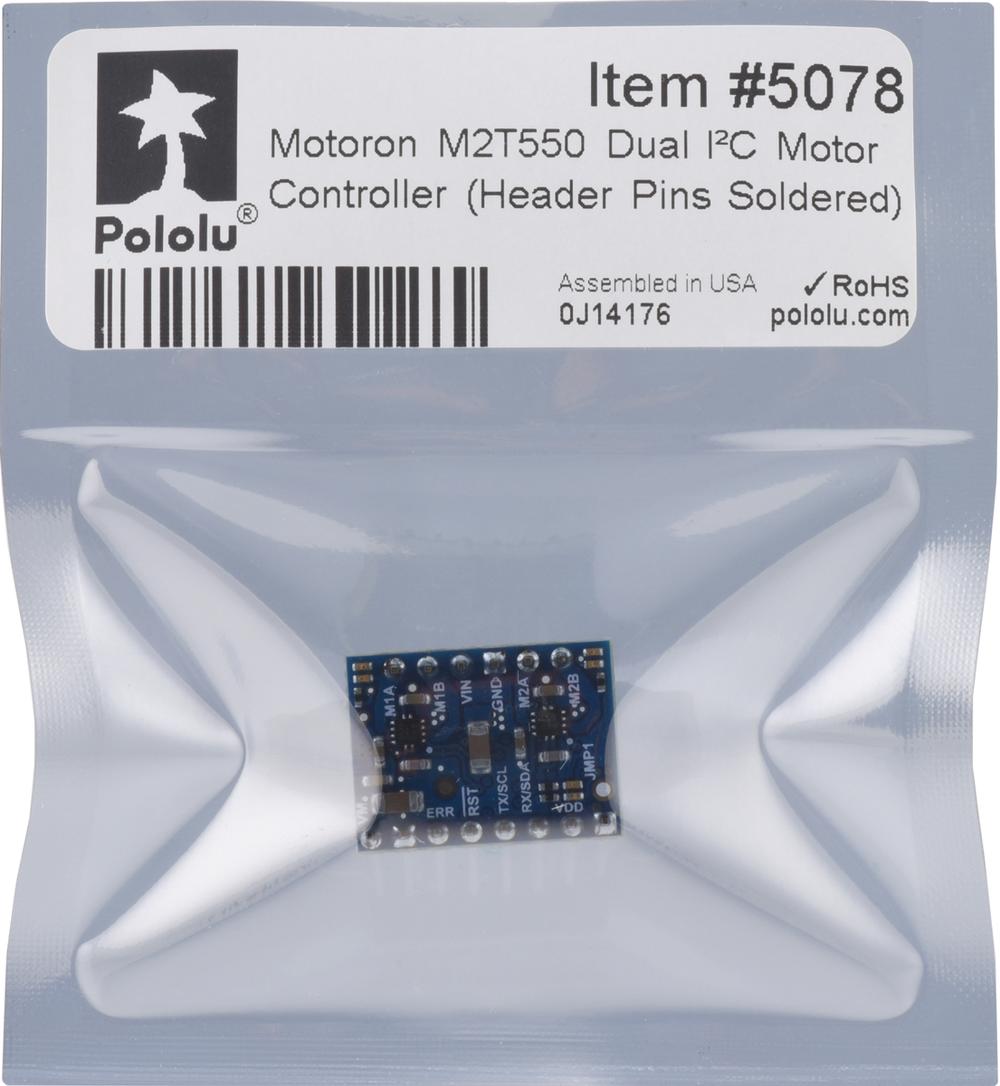 Pololu Motoron M2T550 Dual I²C Motor Controller (Header Pins Soldered ...