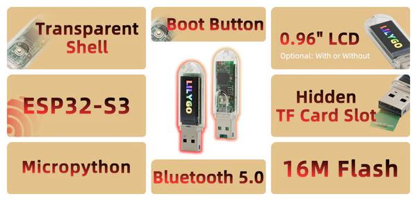 LilyGO T-Dongle-S3 ESP32-S3 USB Dongle With 0.96 inch Display - Opencircuit