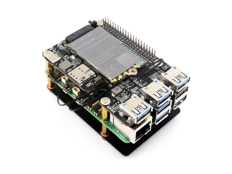 Waveshare PCIe to M.2 4G/5G And USB 3.2 HAT for Raspberry Pi 5 ...